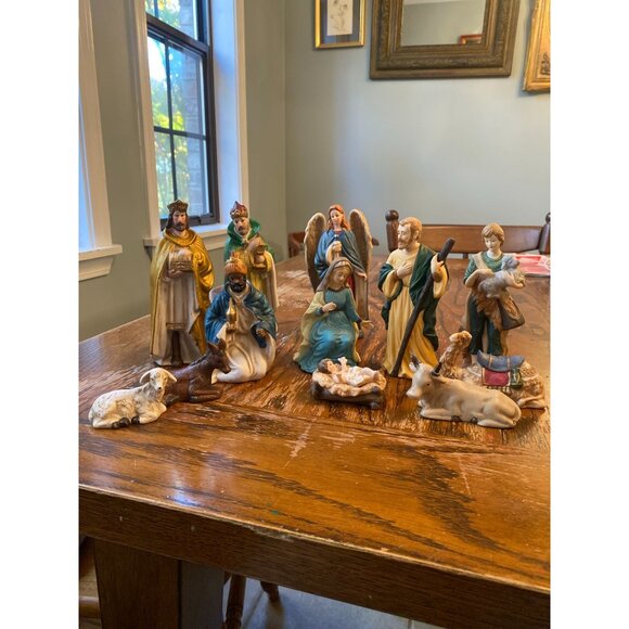 Holiday | 11piece Handpainted Nativity Set With Ceramic Figurines ...